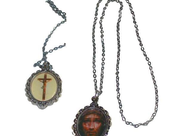 Red & white Crucifix Medallion - Most Precious Blood USA
